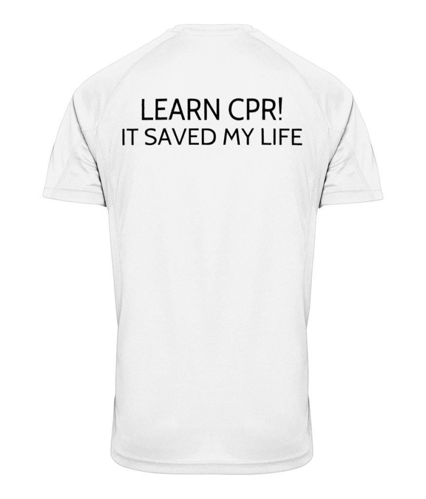 Logo and Learn CPR Performance T-shirt - Sudden Cardiac Arrest UK